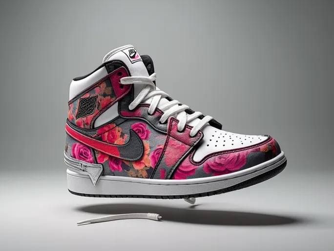 Custom Air Jordan 1 Mid Graffiti Rose Merges Street Art Deconstruction