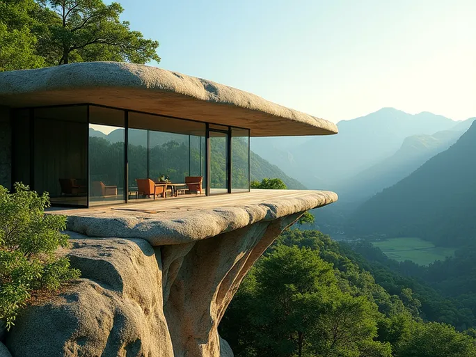 China's 'Floating Stone' Pavilion Blends Modern Design with Mountain Scenery