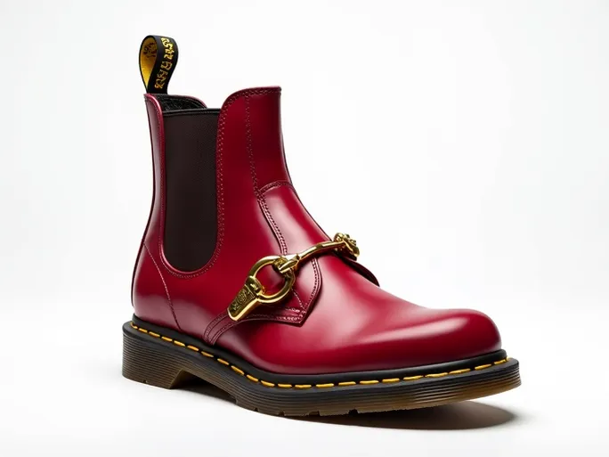 Needles Dr Martens Debut Cherry Red Chelsea Boot with Snaffle Detail