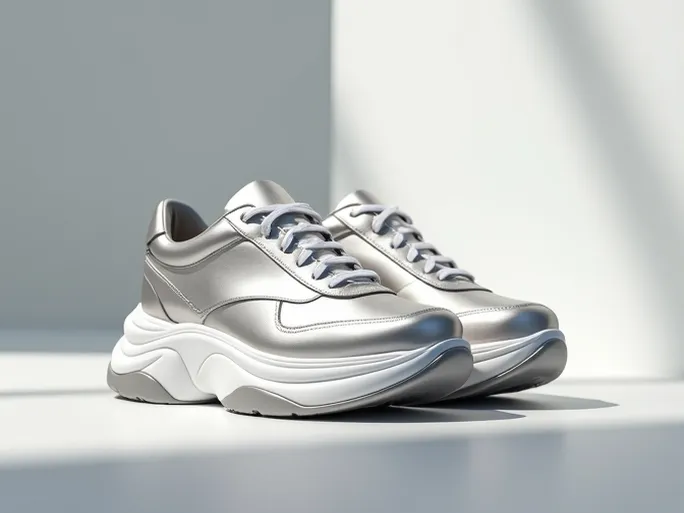 Prada Debuts Silver Wave Platform Sneakers As Bold Fashion Statement