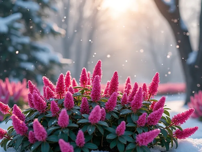 Winter to Spring Myretoun Ruby Rhododendron Blooms Captivate