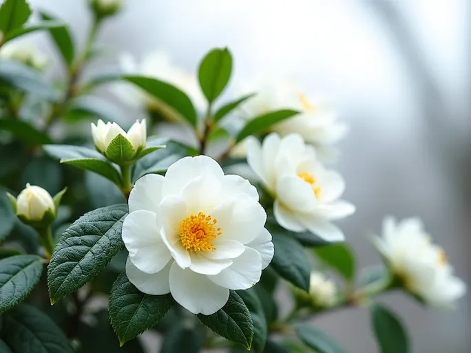 Camellia Sasanqua minenoyuki Thrives in Winter