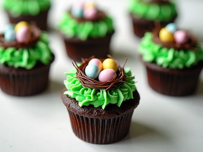 Easter Baking How to Make Birds Nest Cupcakes