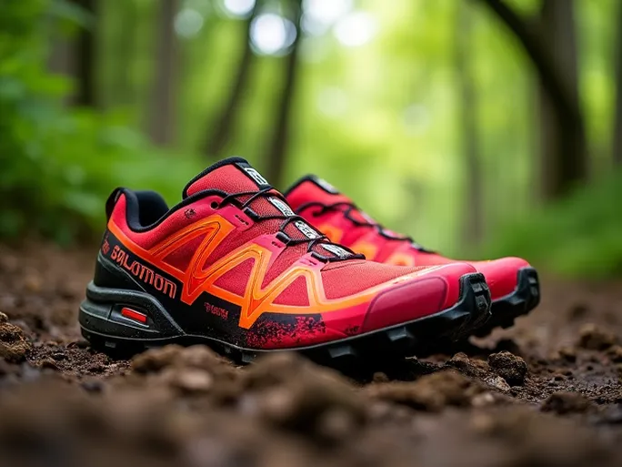 Salomon Spikecross 6 GORETEX Tackles Muddy Trails in Fiery Coral