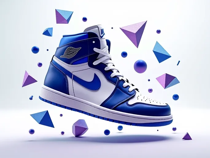 Custom Air Jordan 1 abstract Art Sneaker Reimagined in Blue and Purple