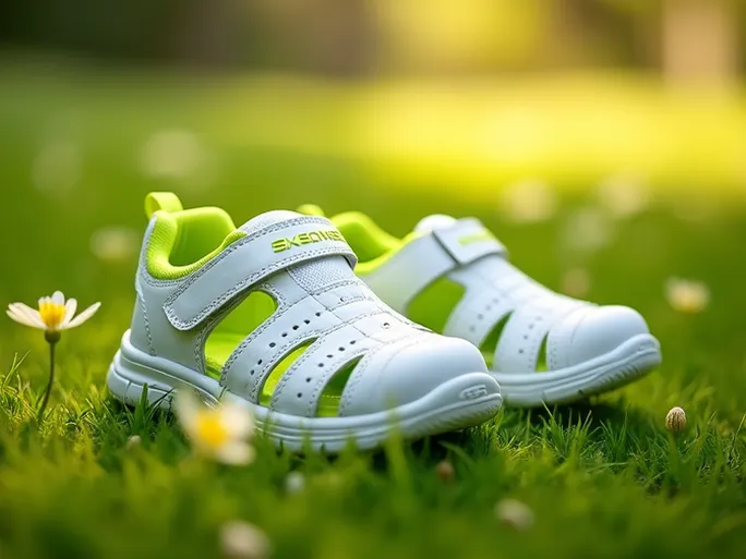 Skechers Debuts Kidfriendly little White Green Sandals for Summer