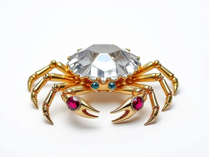 Elegant Sparkling Crab Brooch Elevates Fashion Accessories
