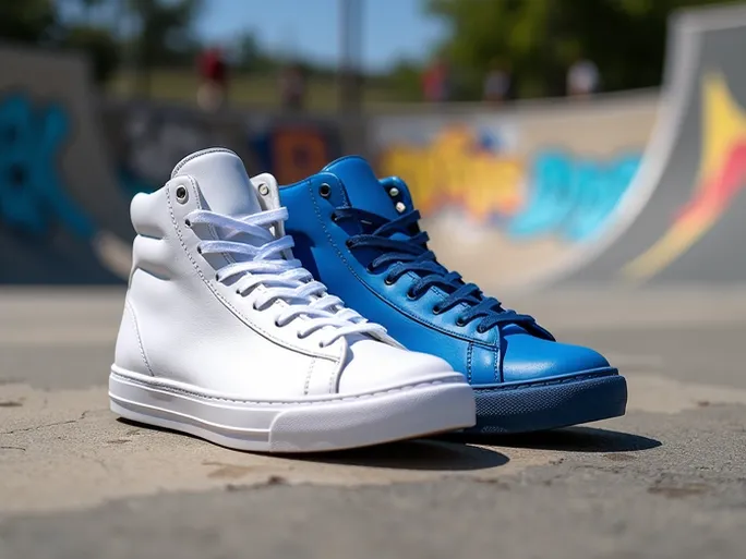 361 Launches White and Blue Hightop Skate Shoes