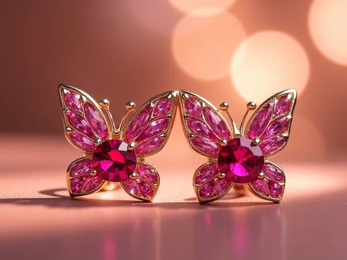 Zocai Launches Customizable Rose Gold Butterfly Love Ruby Earrings