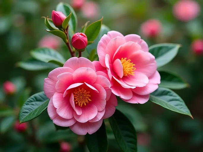 Guide to Cultivating Deep Rose Pink akashigata Camellias