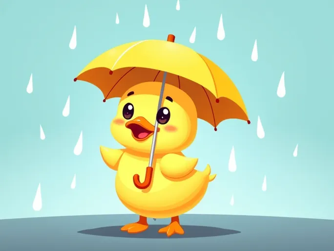 Kids Yellow Duck Umbrellas Brighten Rainy Days