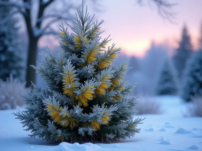Yellowmargined Yew Icicle Gains Popularity in Winter Gardens