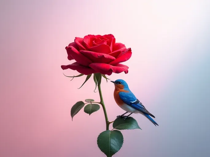 Voyseys rose and Bluebird Art Print Celebrates Natures Elegance