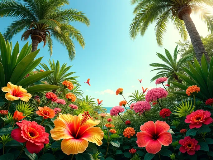 Exotic Plants Thrive in Tropical Gardens Amid Warm Climates