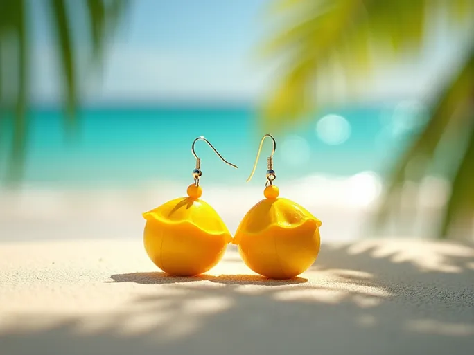 Yellow Coconut Shell Earrings Embrace Tropical Summer Trend