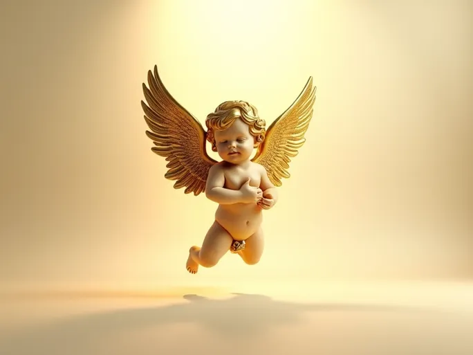 14K Gold Angel Pendant Enhances Jewelry Elegance