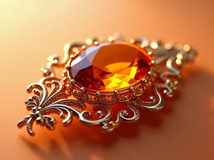 VA Museuminspired Orange Gem Brooch Trends in Fashion