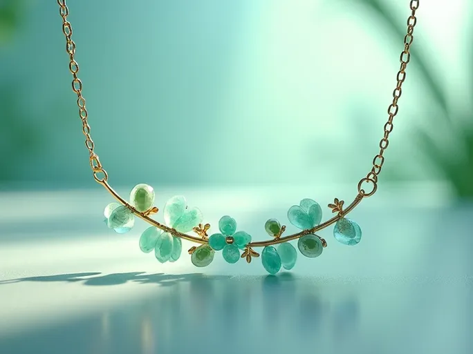 Vintage Aquamarine and Jade Necklace Epitomizes Elegance