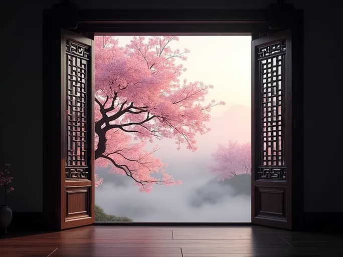 Chineseinspired Ink Wash Cherry Blossom Curtains Gain Popularity