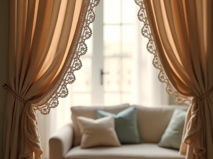 Elegant Twotone Horseshoe Lace Curtains Elevate Home Decor