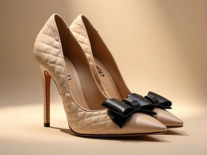 Ferragamos Vara Quilted Heels Embody Beige Elegance